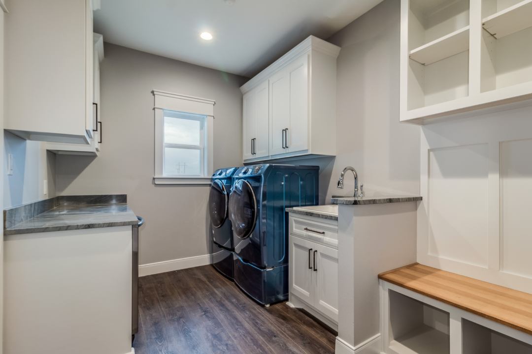 Inexpensive Wood DIY Laundry Room Countertop - Love Remodeled