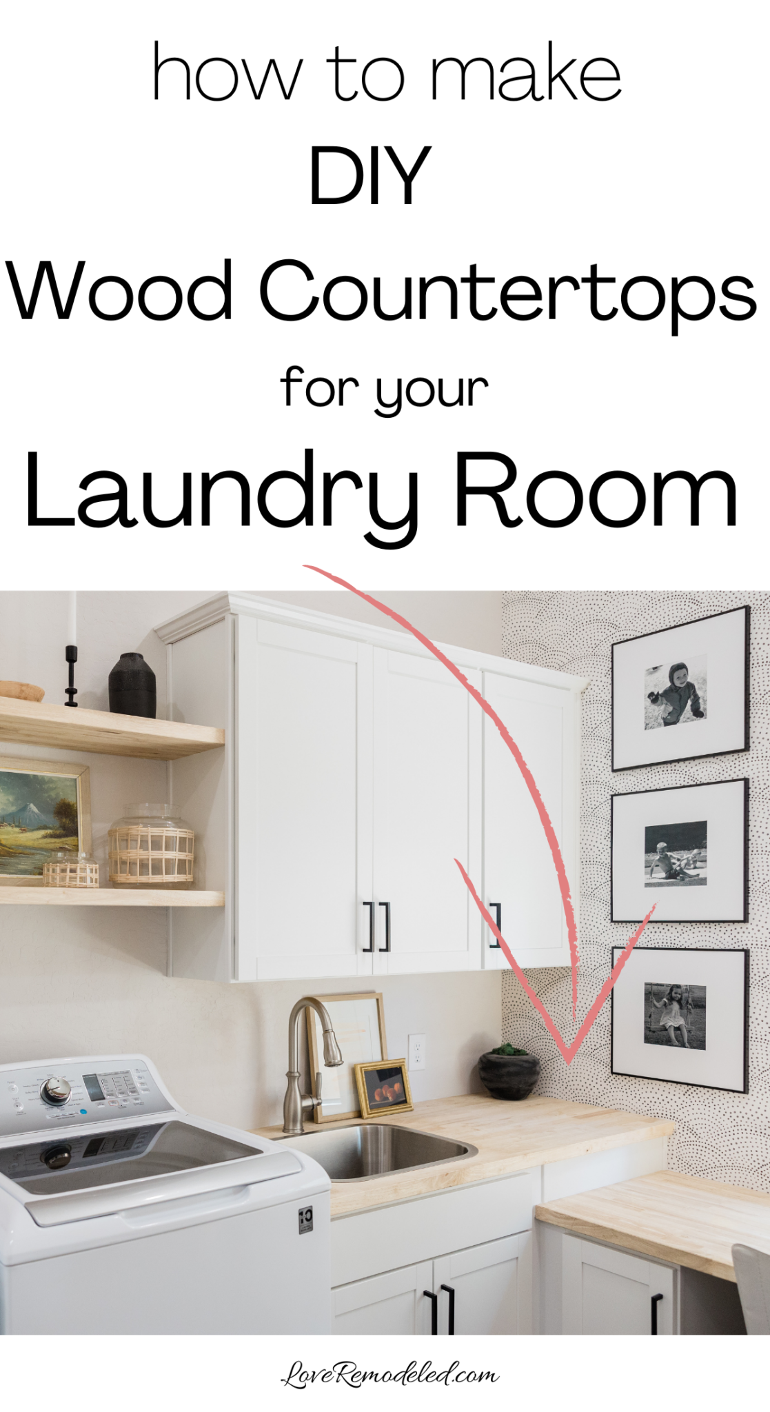 Inexpensive Wood DIY Laundry Room Countertop - Love Remodeled
